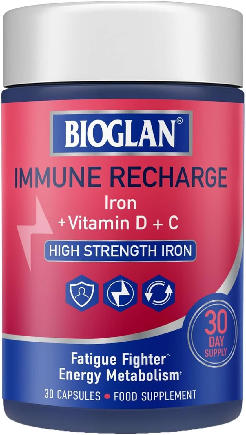 Bioglan Immune Recharge, Iron + Vitamin D + C - 30 Capsules