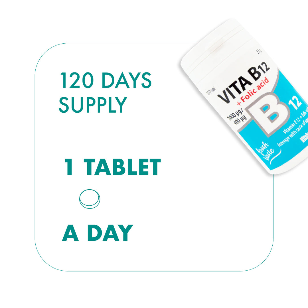Vitabalans Vitamin B12 with Folic Acid 1000 mg Made in Finland - 100 L