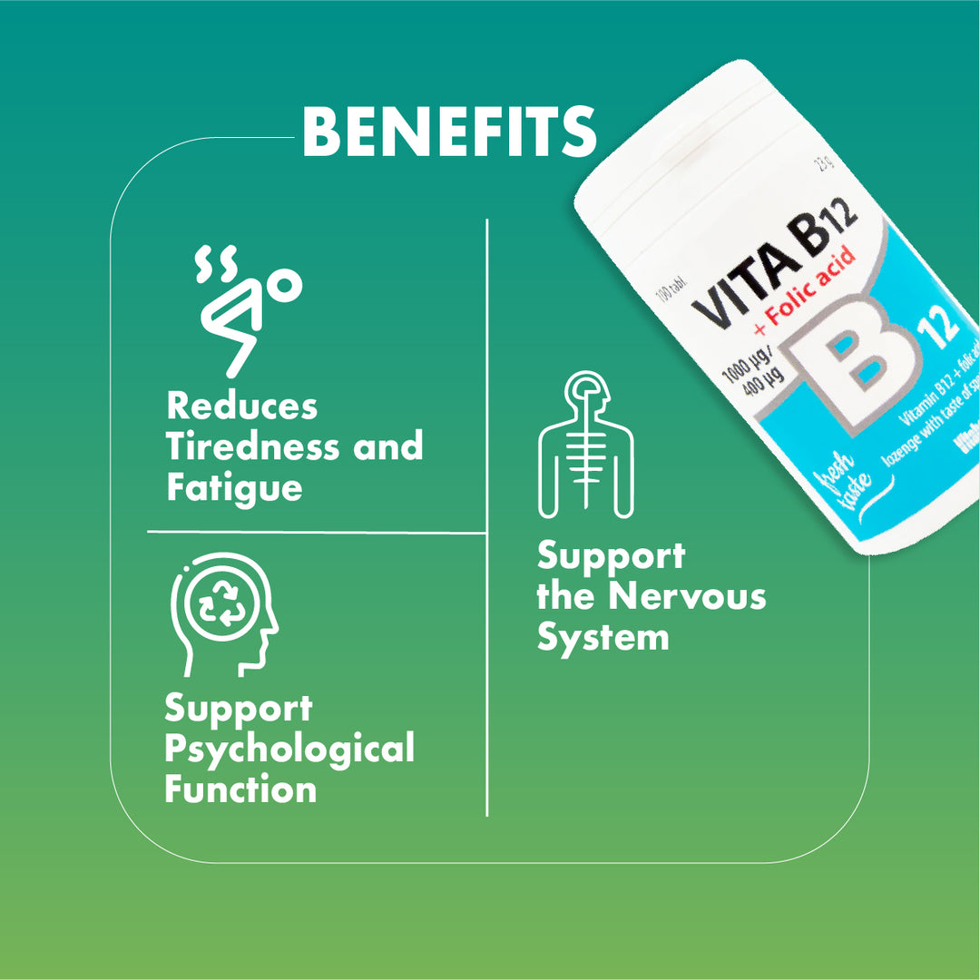 Vitabalans Vitamin B12 with Folic Acid 1000 mg Made in Finland - 100 L
