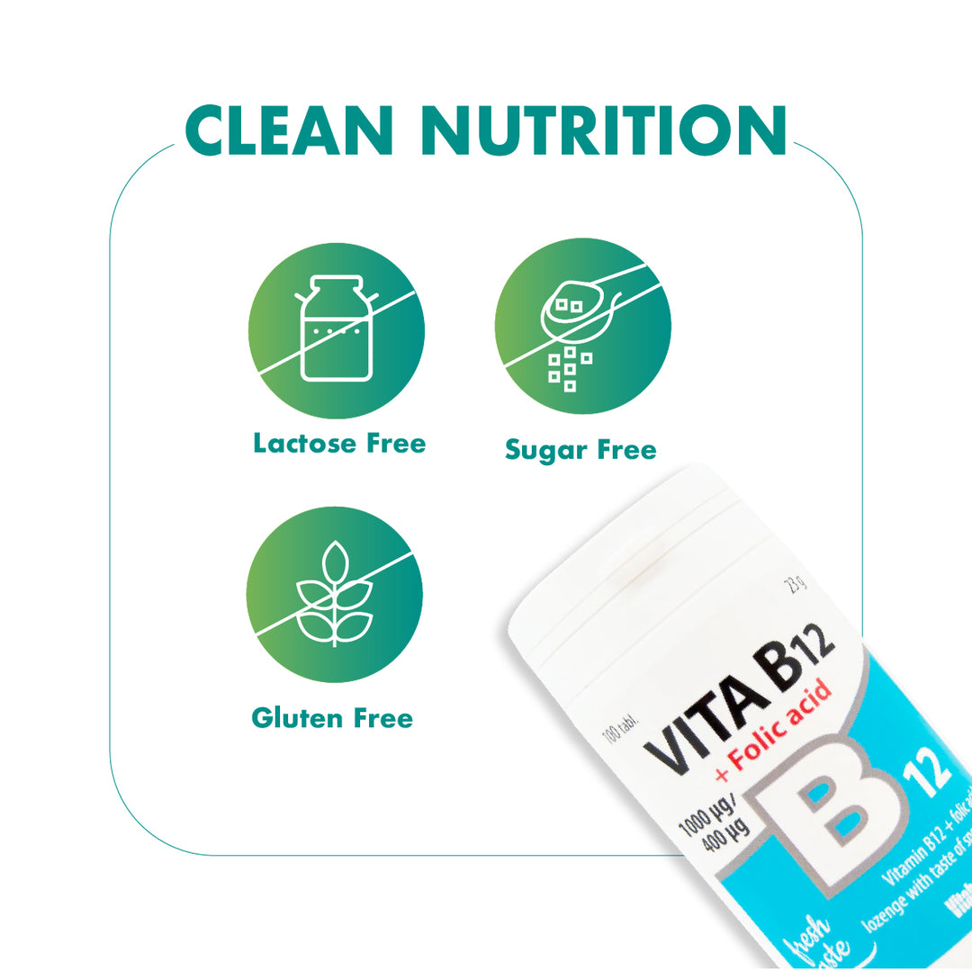 Vitabalans Vitamin B12 with Folic Acid 1000 mg Made in Finland - 100 L